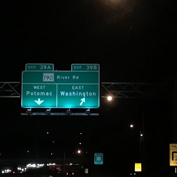 Exit 39 - MD 190 (River Road) / Potomac, Washington - Intersection